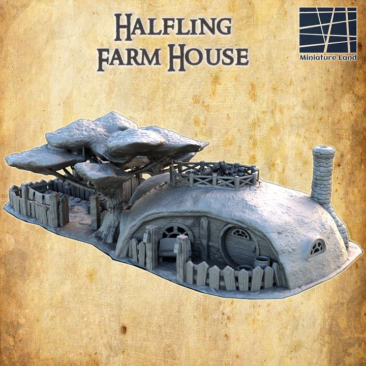 3D Printable Halfling Farmhouse - Tabletop Terrain - 28 MM by MiniatureLand