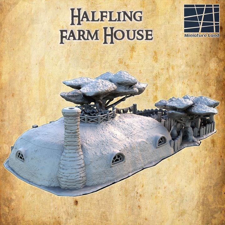 3D Printable Halfling Farmhouse - Tabletop Terrain - 28 MM by MiniatureLand