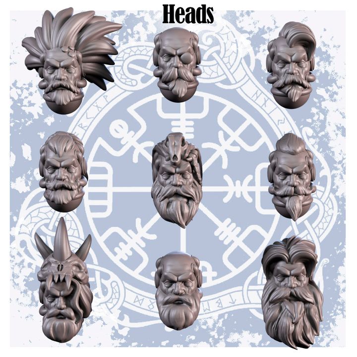 3D Printable Heads with beards by Sergeant Hammer