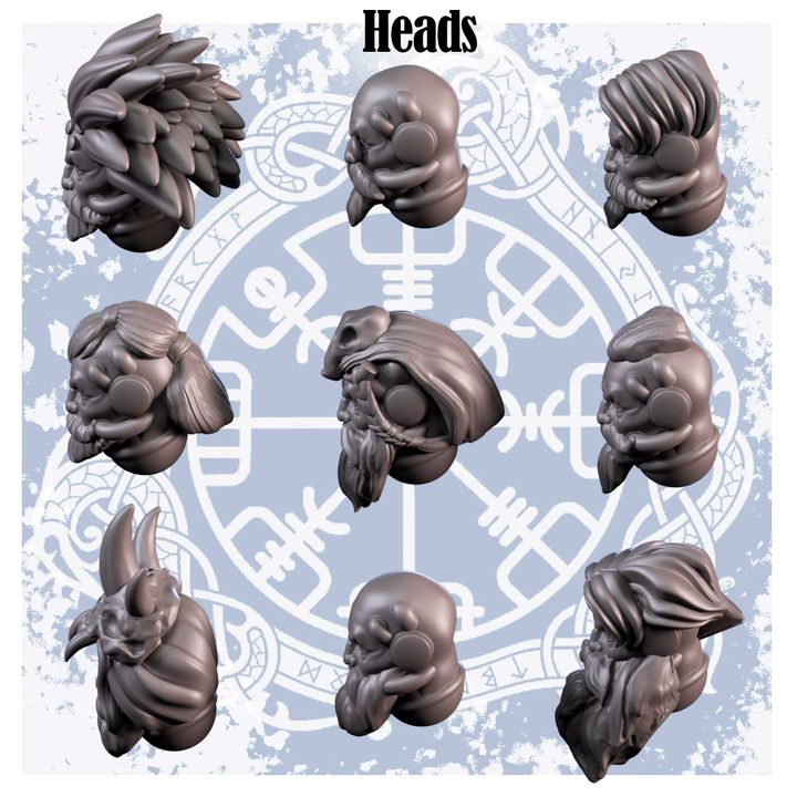 3D Printable Heads with beards by Sergeant Hammer