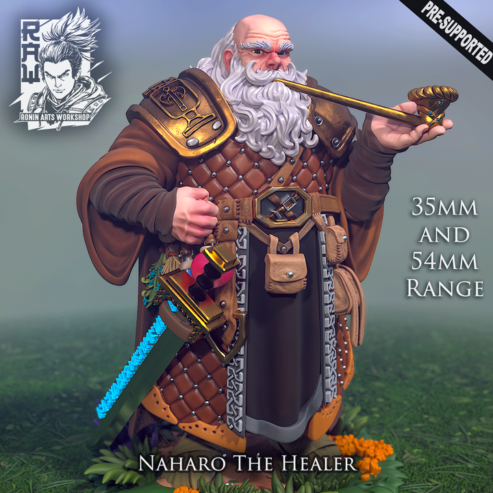 3D Printable Naharo The Healer - Dwarf by Ronin Arts Workshop