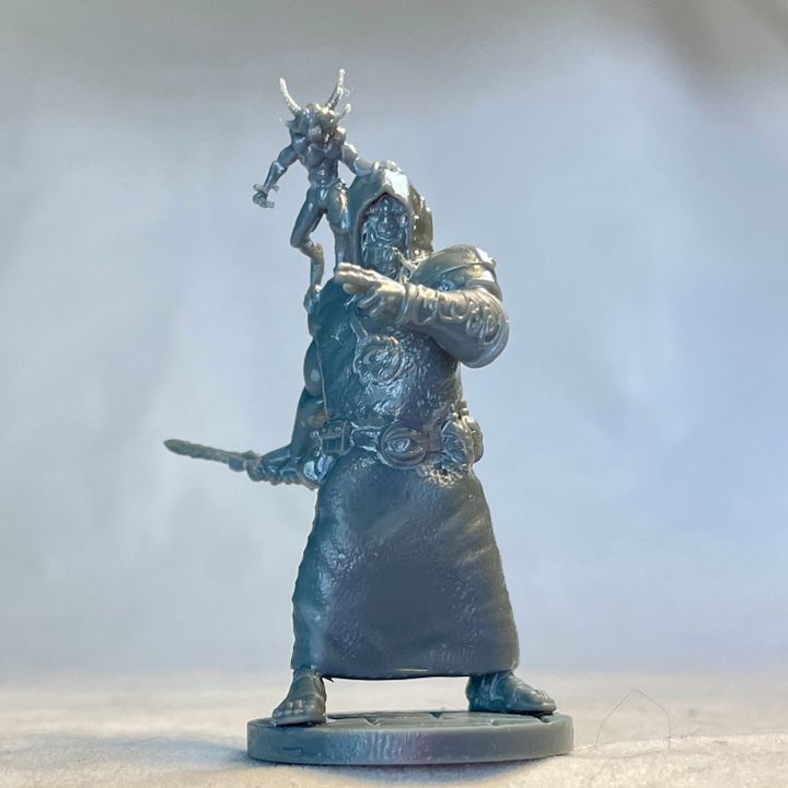 3D Printable Borren, Orc Warlock with Quasit familiar by Harry's 3d ...
