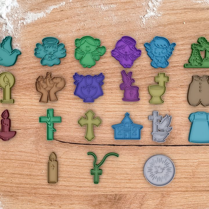 3D Printable 21 cookie cutter pack of baptism by Mac Cookies