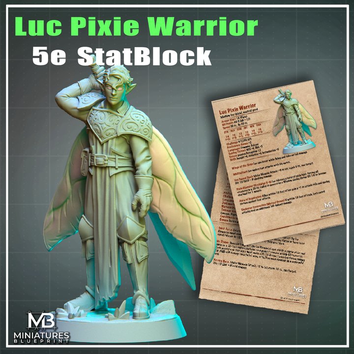 3D Printable PDF - Luc Pixie Warrior by Miniatures Blueprint