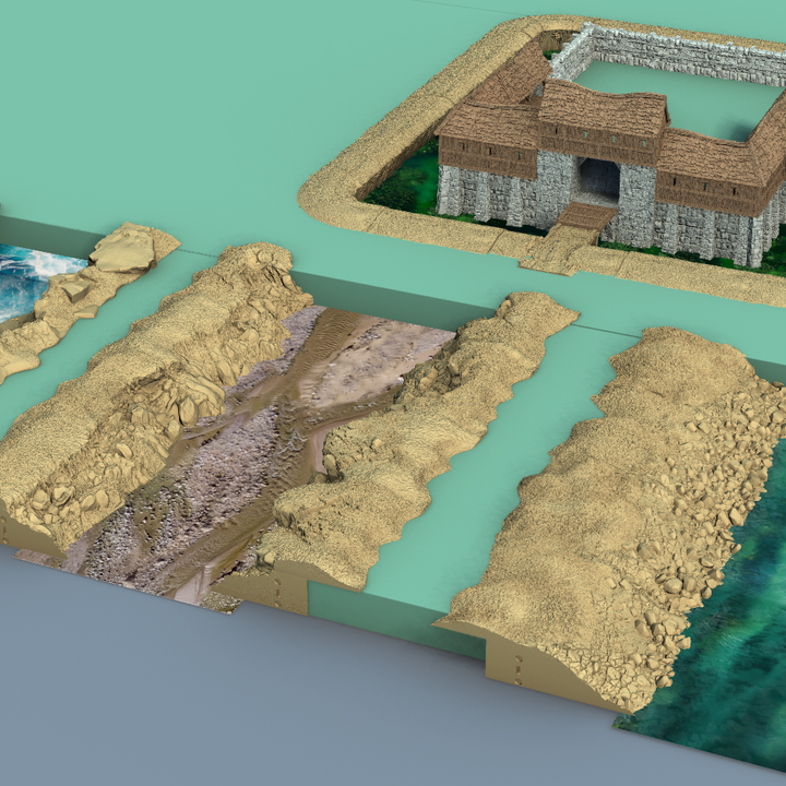 3D Printable Real Rivers and Moat: Core Set One + 4 water Battlemat ...
