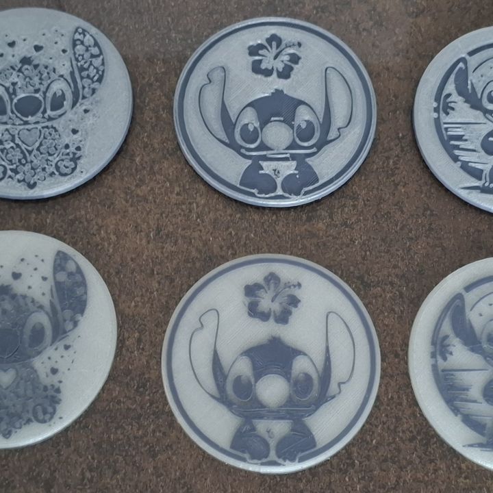 3D Printable Stitch Fan Art Coasters / small round signs by Printer Fun UK