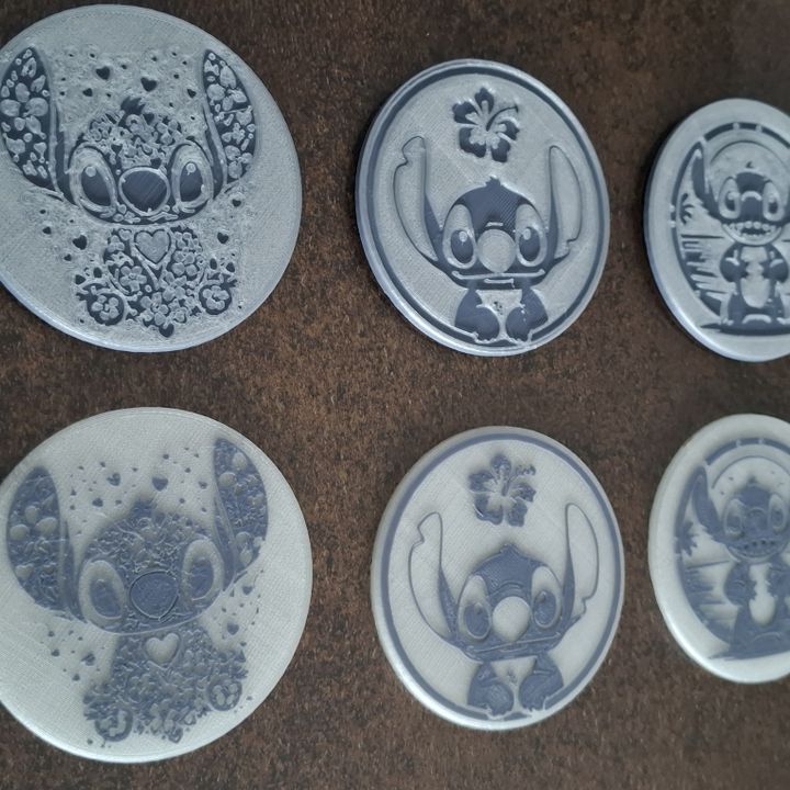 3D Printable Stitch Fan Art Coasters / small round signs by Printer Fun UK