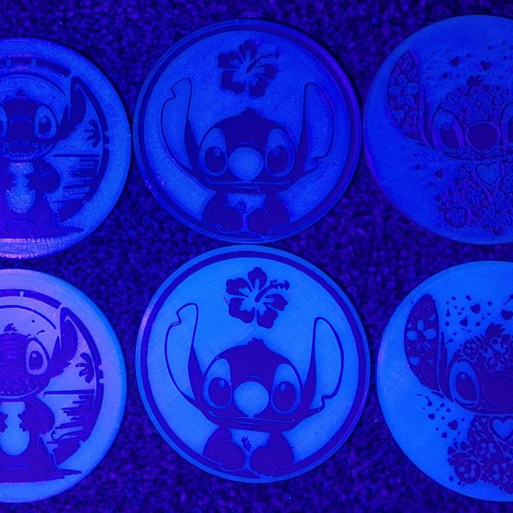 3D Printable Stitch Fan Art Coasters / small round signs by Printer Fun UK