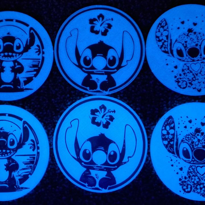 3D Printable Stitch Fan Art Coasters / small round signs by Printer Fun UK