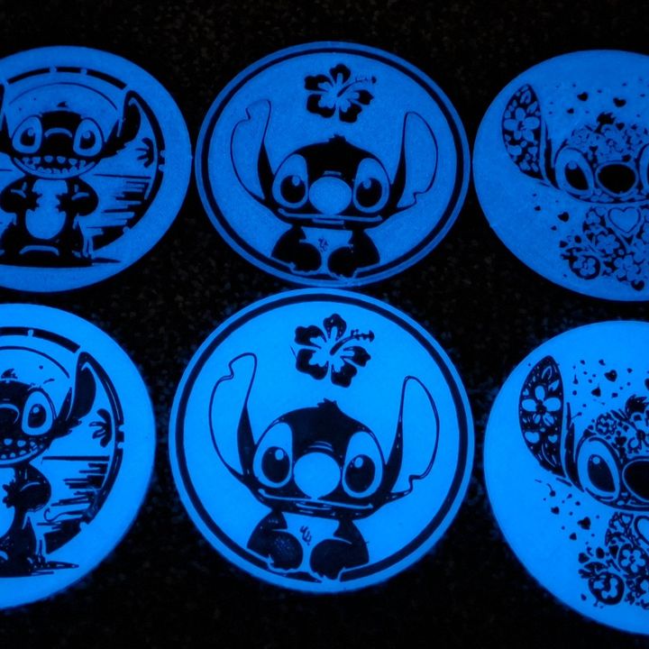 3D Printable Stitch Fan Art Coasters / small round signs by Printer Fun UK