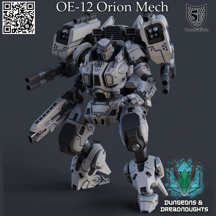3D Printable OE-12 Orion Mech by Dungeons and Dreadnoughts
