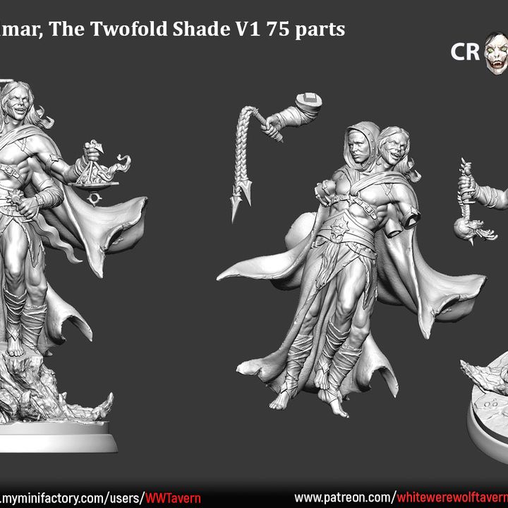 3D Printable Eldrim & Drelmar, The Twofold Shade 32mm and 75mm pre ...