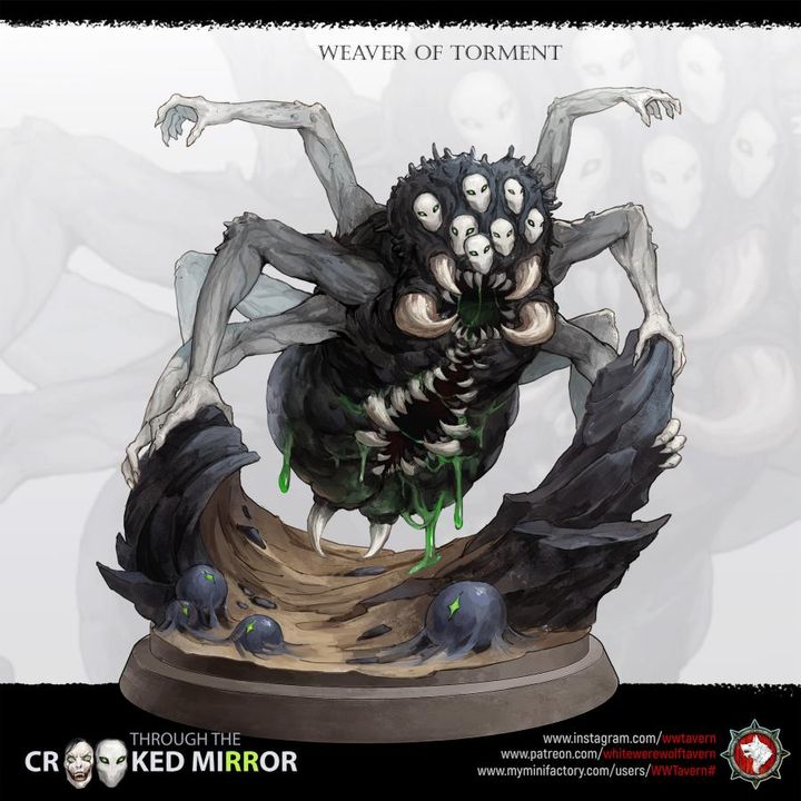 3D Printable Weaver of Torment, 75 mm pre-supported + DnD 5e stat block ...