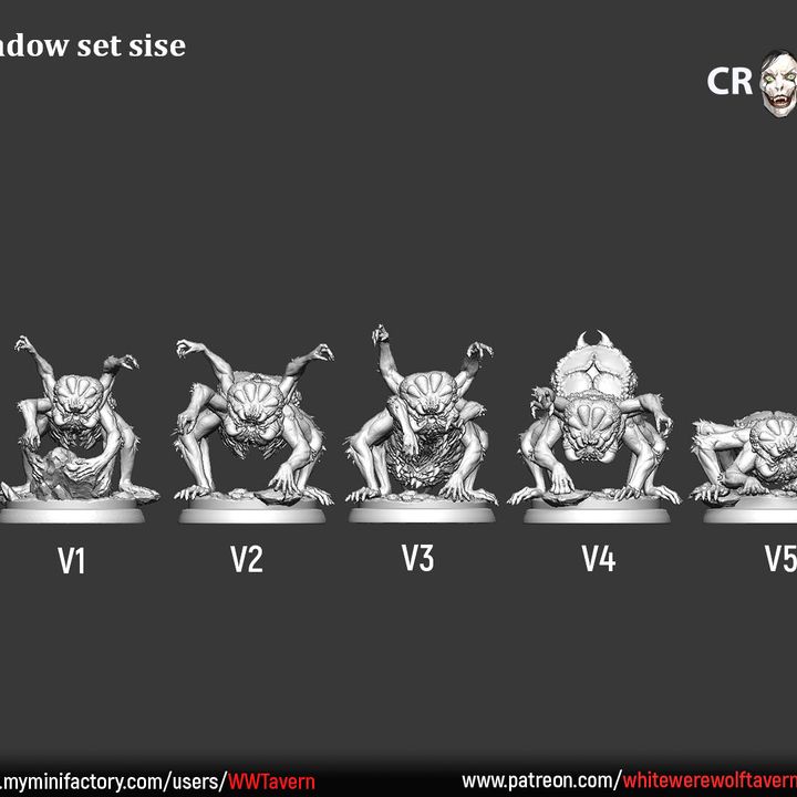 3D Printable Skittering Shadows set 6 miniatures 32mm pre-supported ...