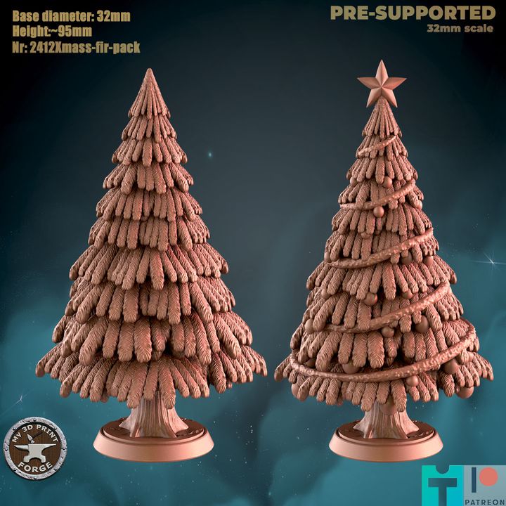 3D Printable Two Fir Christmas Tree Pack by My3DPrintForge
