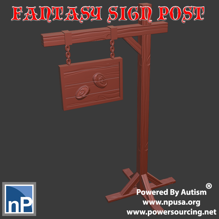 3D Printable Fantasy Store Signpost by nonPareil Institute