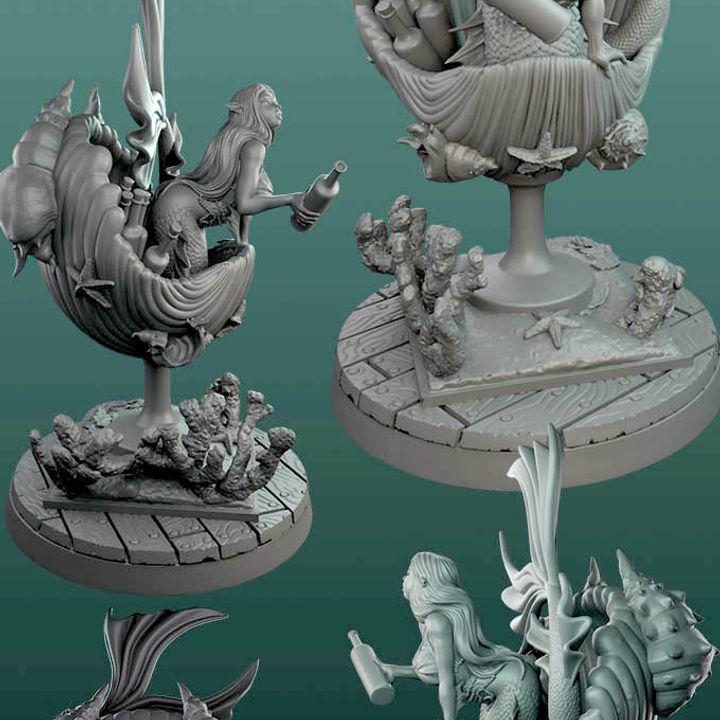 3D Printable Merfolk Barmaid/from the Fantasy Barmaid Collection by ...