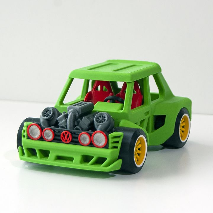 3D Printable GOLF MK1 Twin Turbo in Cartoon Style by Petr