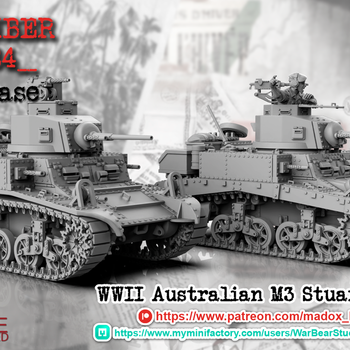 3D Printable WWII Australian M3 Stuart by BattleCat Miniatures