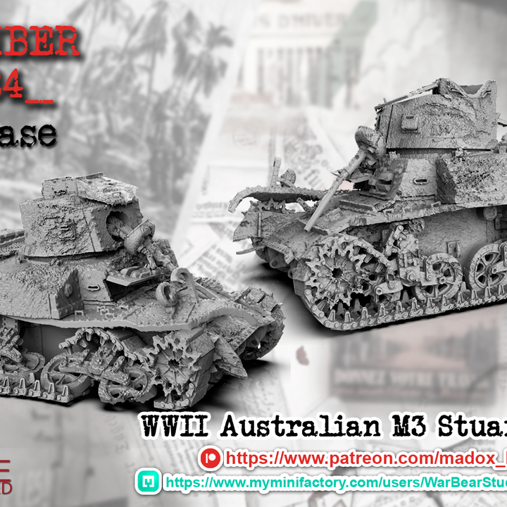 3D Printable WWII Australian M3 Stuart by BattleCat Miniatures