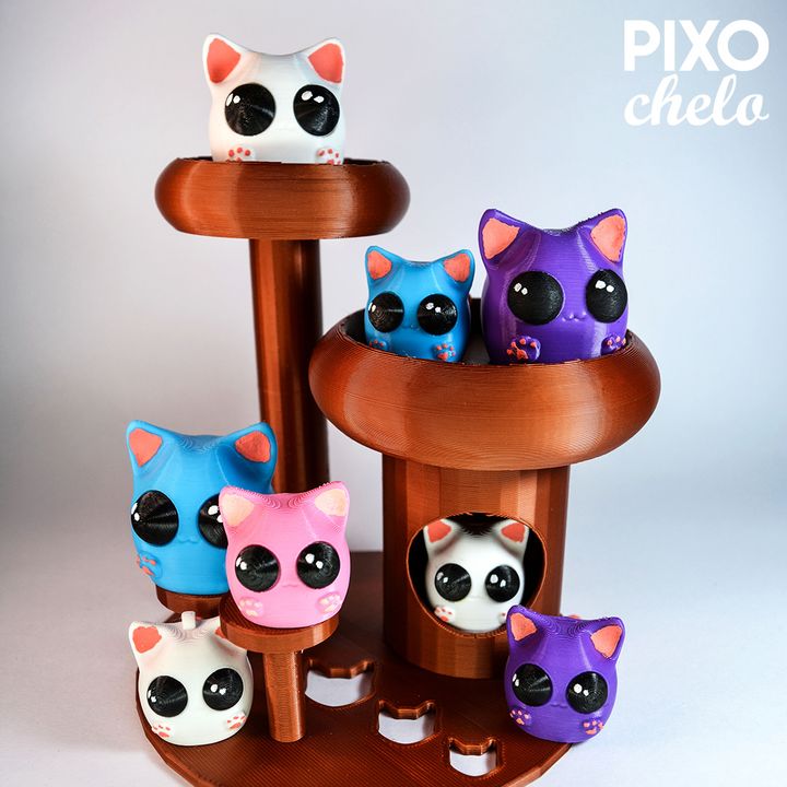 3D Printable Mini Cat Flexi Super Sweet by Pixochelo
