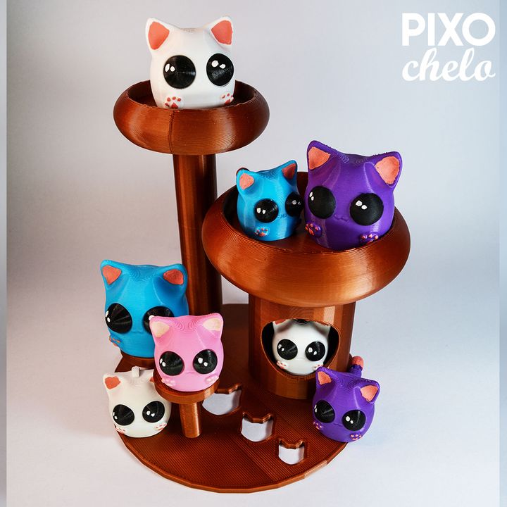 3D Printable Mini Cat Flexi Super Sweet by Pixochelo