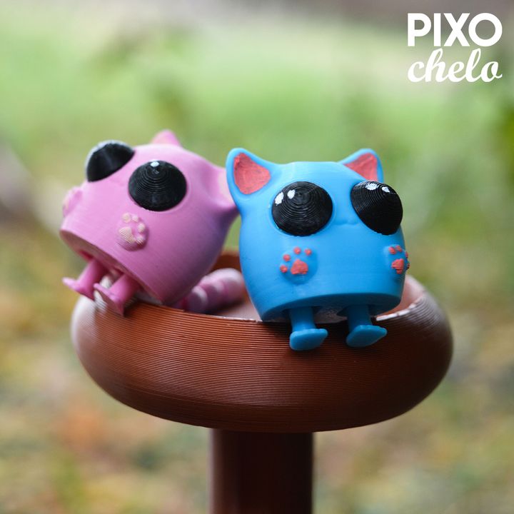 3D Printable Mini Cat Flexi Super Sweet by Pixochelo