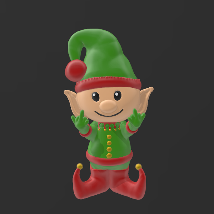 3D Printable Rude middle finger elf by Aaron Shoaf