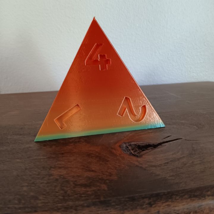 3D Printable D4 four sided dice oversized art pice by tim