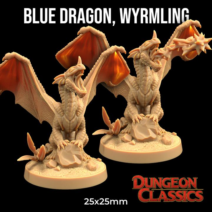 3D Printable Blue Dragon Wyrmling | PRESUPPORTED | Dungeon Classics by ...