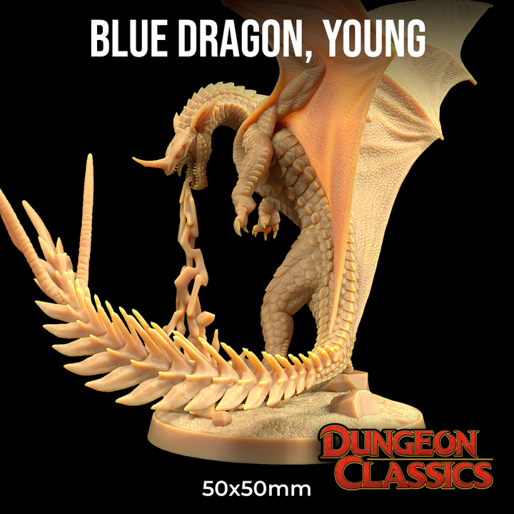 3D Printable Young Blue Dragon | PRESUPPORTED | Dungeon Classics by ...