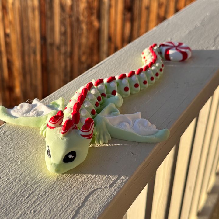 3D Printable Peppermint Dragon by Teal Cat Creative by Teal Cat Creative