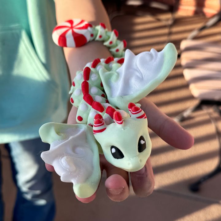 3D Printable Peppermint Dragon by Teal Cat Creative by Teal Cat Creative