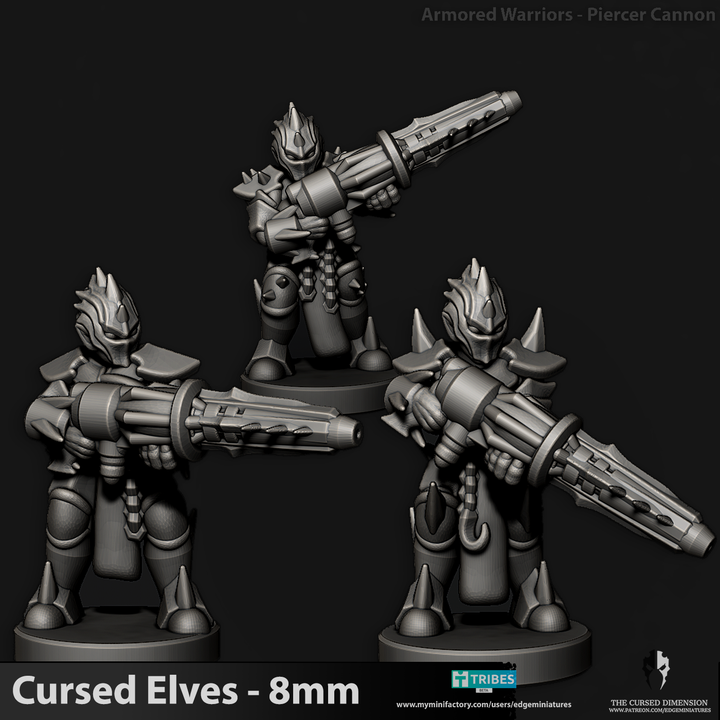 3D Printable Armored Warriors - Cursed Elves - 8mm by Edge Miniatures