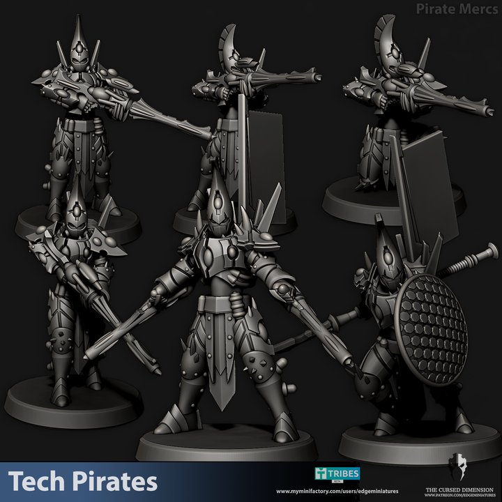 3D Printable Pirate Mercs - Tech Pirates - 28mm by Edge Miniatures