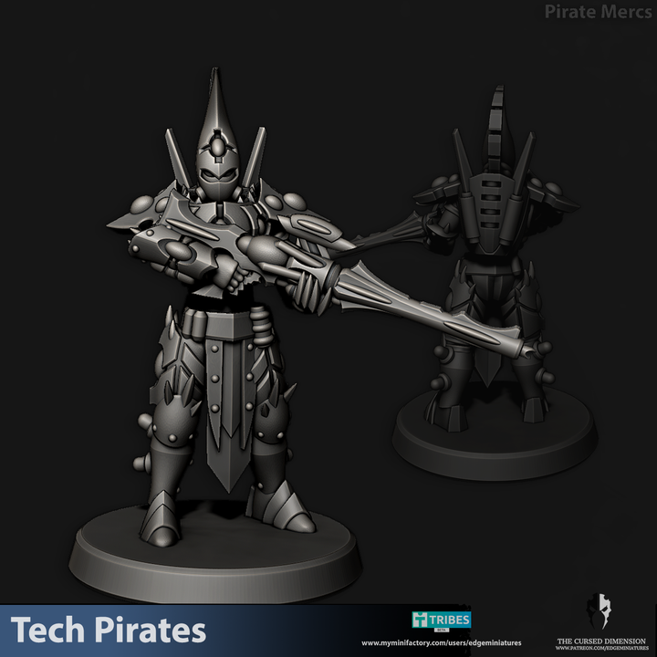3D Printable Pirate Mercs - Tech Pirates - 28mm by Edge Miniatures