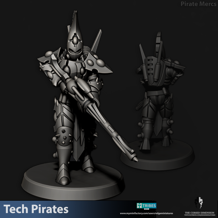 3D Printable Pirate Mercs - Tech Pirates - 28mm by Edge Miniatures