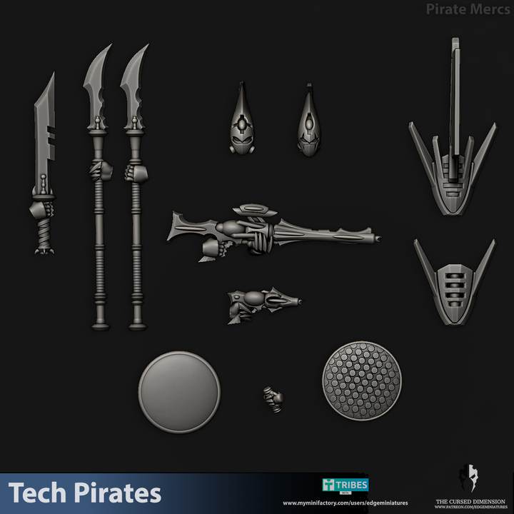 3D Printable Pirate Mercs - Tech Pirates - 28mm by Edge Miniatures