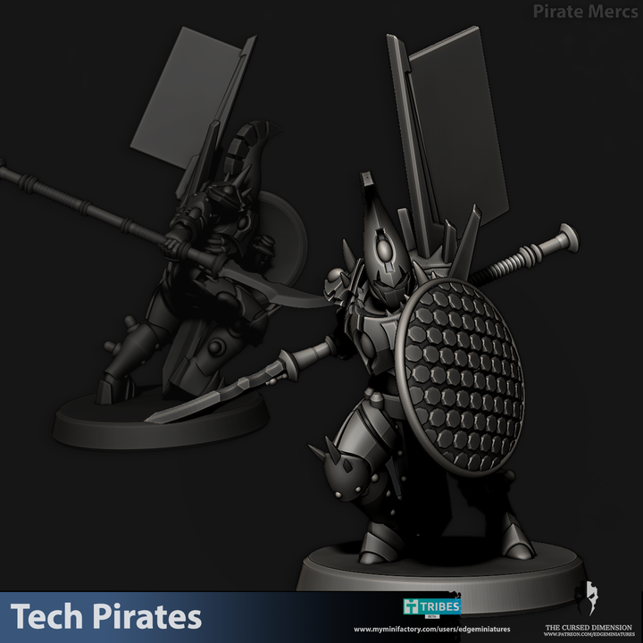 3D Printable Pirate Mercs - Tech Pirates - 28mm by Edge Miniatures