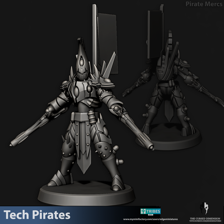 3D Printable Pirate Mercs - Tech Pirates - 28mm by Edge Miniatures