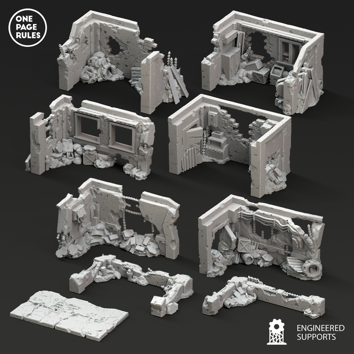 3D Printable Urban Ruins Terrain by One Page Rules