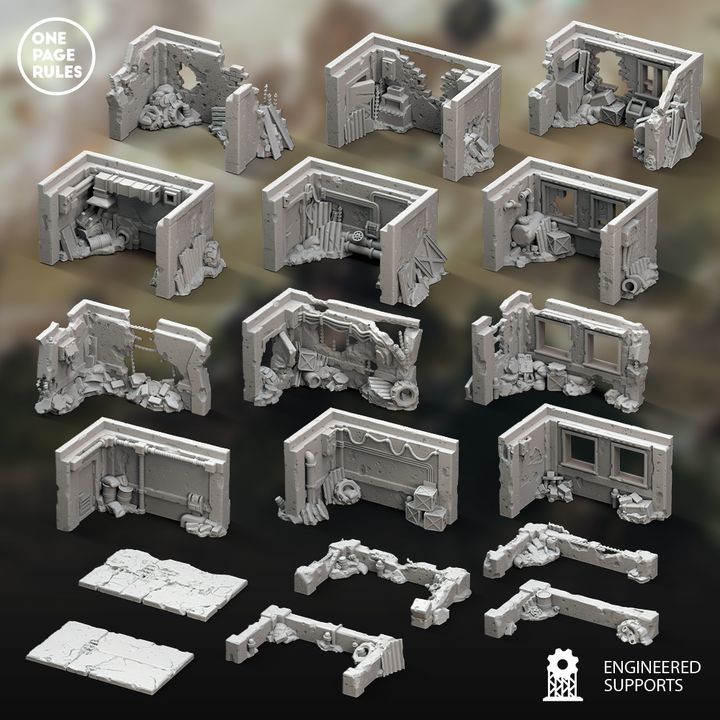 3D Printable Urban Ruins Terrain by One Page Rules