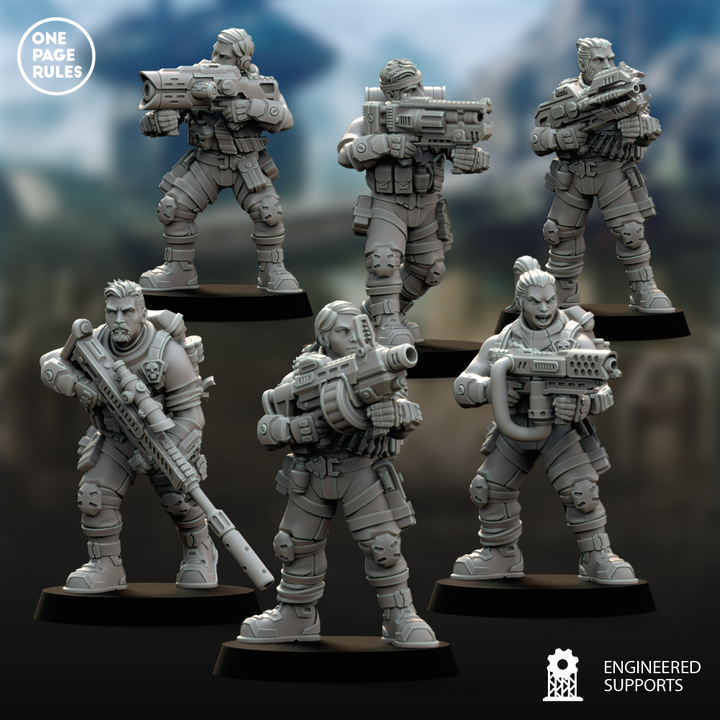 3D Printable Veterans - Human Defense Force by One Page Rules