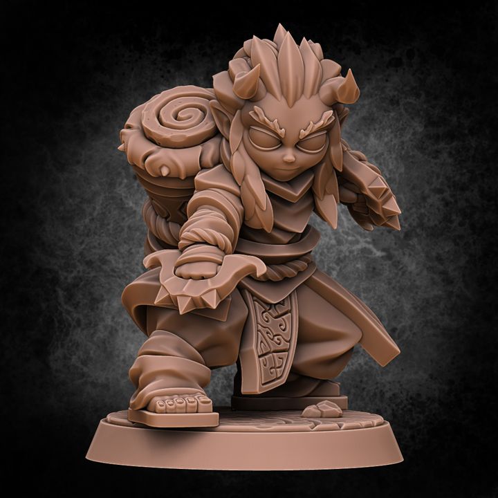 3D Printable Xyrran Emberveil, Tiefling Monk by Deathpunk Studio