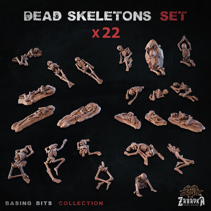 3D Printable Dead Skeletons - Basing Bits by Zabavka Workshop