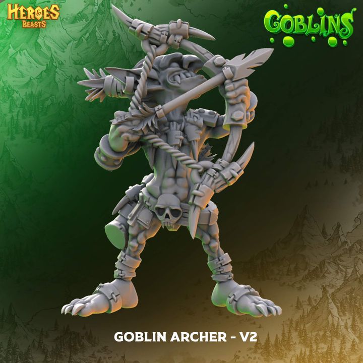3D Printable goblin archer - v2 by Heroes and Beasts