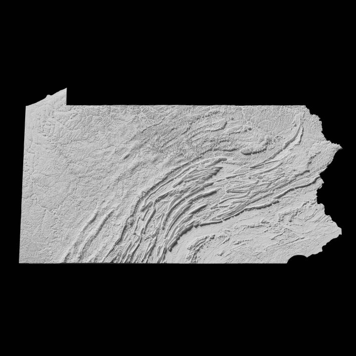 3D Printable USA State of Pennsylvania Topographic Map - 3D Terrain ...