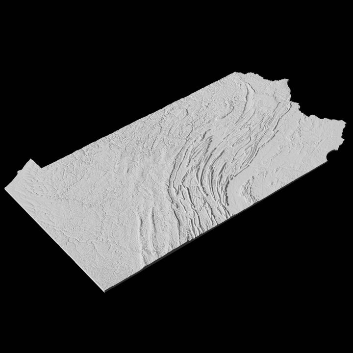 3D Printable USA State of Pennsylvania Topographic Map - 3D Terrain ...