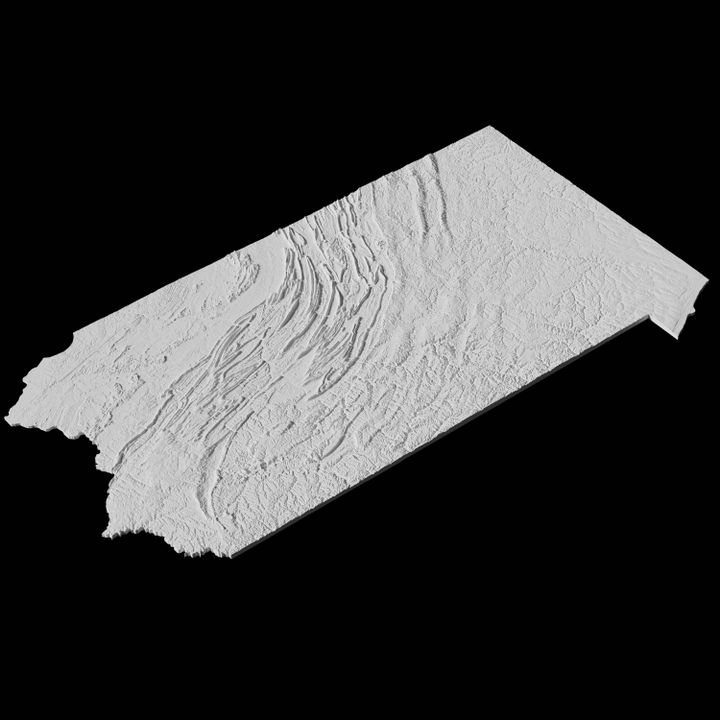 3D Printable USA State of Pennsylvania Topographic Map - 3D Terrain ...