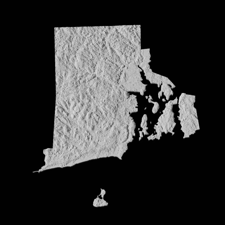 3D Printable USA State of Rhode Island Topographic Map - 3D Terrain Elevation - Relief Map ...